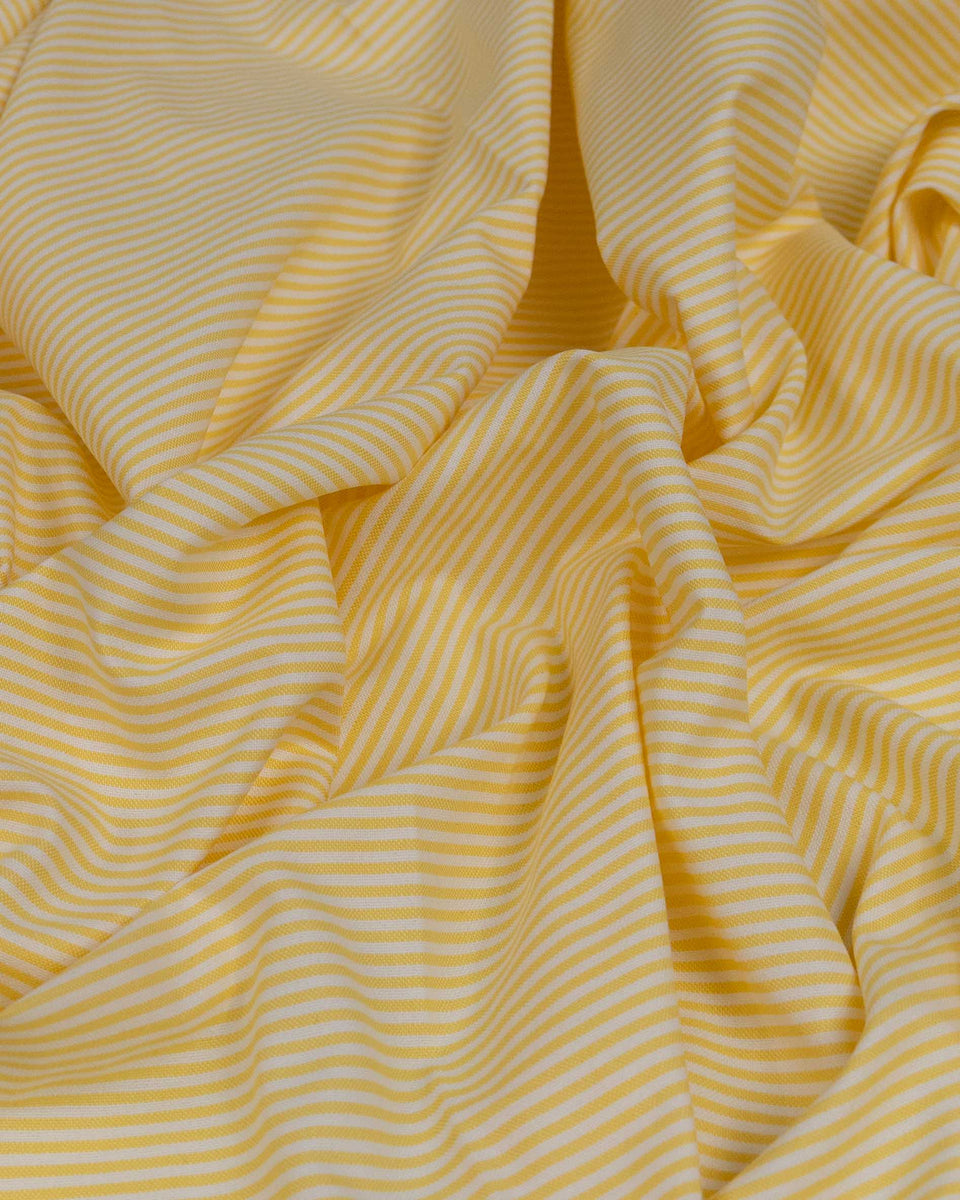 White & Yellow Stripe cotton fabric - 145gsm - by the metre / yard ...
